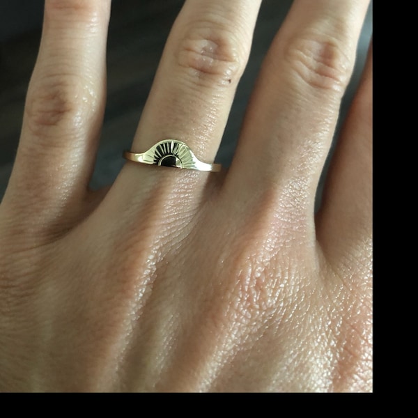 Sun Ring, Gold Sunrise Ring, Sunset Ring, Boho Wedding Band, Bohemian ...