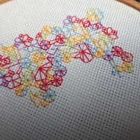 CRAZY PATCH Blackwork / Backstitch Pattern / Chart - Counted Cross Stitch - Geometric Patchwork ...