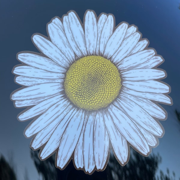 Hand-drawn Daisy Car Decal: Outdoor Vinyl Flower Sticker - Etsy