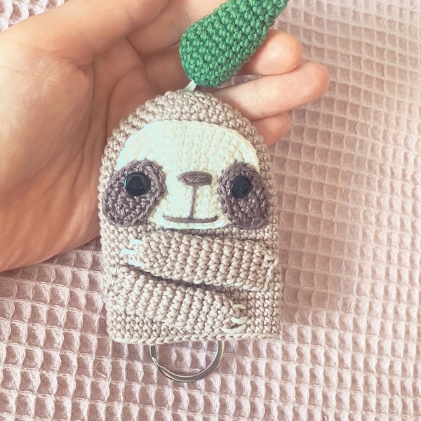 Sloth Key Cover Crochet Pattern PDF, Cozy Amigurumi Animal Key Holder ...