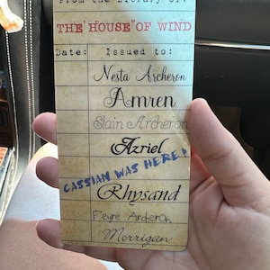 ACOTAR House of Wind Library Card Bookmark A Court of Thorns and Roses ...