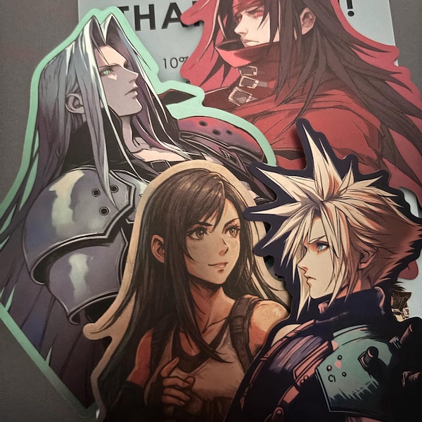 Stylized Cloud Strife Sephiroth Sticker, Final Fantasy 7, FFVII Glossy ...