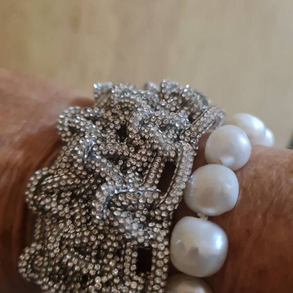 The CUFF, Crystal Rhinestone Cuff Bracelet, Handwoven Braided Bracelet ...