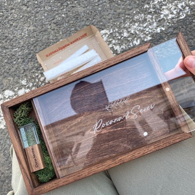 Wood Photo Box for Photo 4x6 & USB Box Holder 4x6 Proof Box USB Stick 3 ...