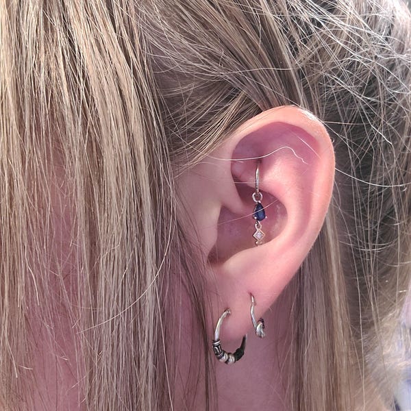 Dainty Triple Chain Pink Ruby CZ Helix Piercing, Cartilage Piercing 20g ...