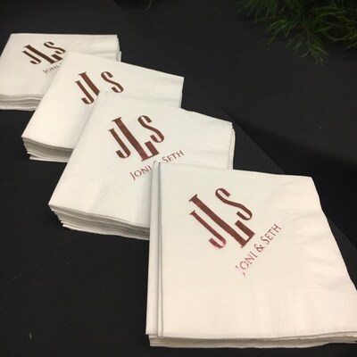 Personalized Wedding Monogram Napkins, Custom Napkins, Gold Foil ...