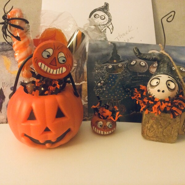 One Grimmy Reaper Block Head Halloween Feather Tree Ornament Made to ...