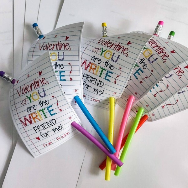Valentine You Are Just Write Printable Tag for Valentine Pencil, Pen ...