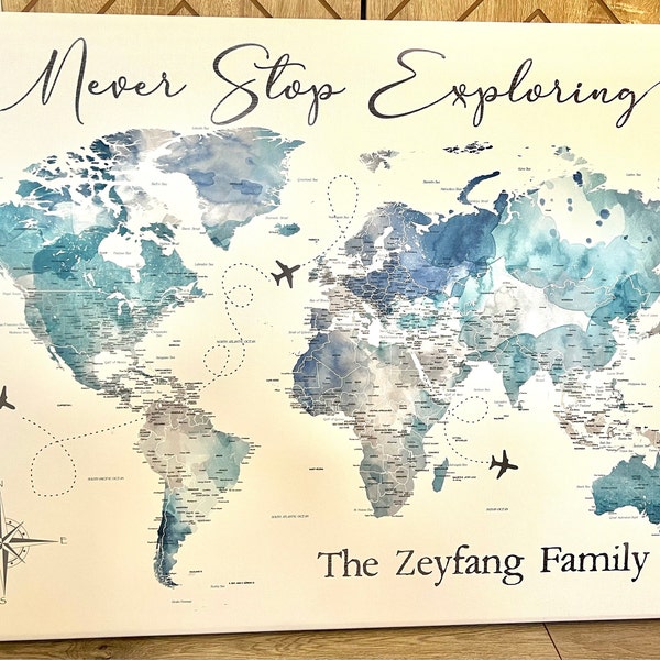 Never Stop Exploring World Map Gift for Wife, Pin Board Map ...