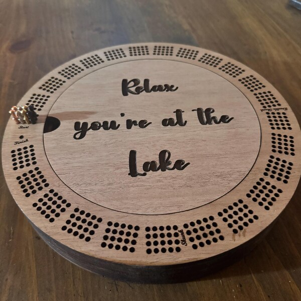 Round Cribbage Board With Storage Compartment - Etsy