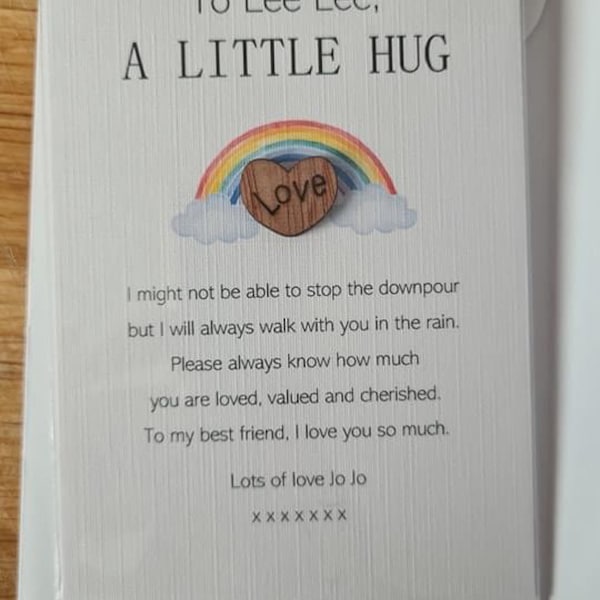 A Tiny Little Pocket Hug Poem Card, Isolation Gift, Miss You, Hug Token ...