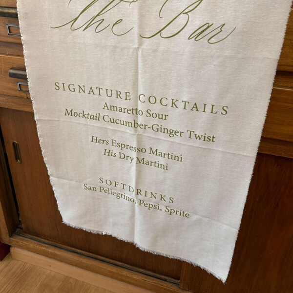 Fabric Bar Sign, Wedding Bar Menu, Custom Linen Bar Sign, Bar Sign ...