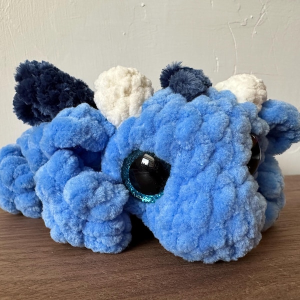 One Crochet Small Baby Dragon Plushie, Handmade Stuffie, Personalised Colours, Amigurumi Toy ...