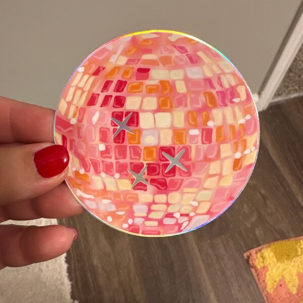 Holographic Pink Disco Ball Sticker | Mirrorball | Taylor Swift ...
