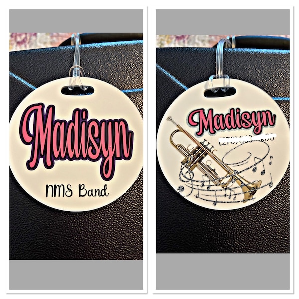 Music Tag, Personalized Music Bag Tag, Luggage Tag, Custom Band Tag ...