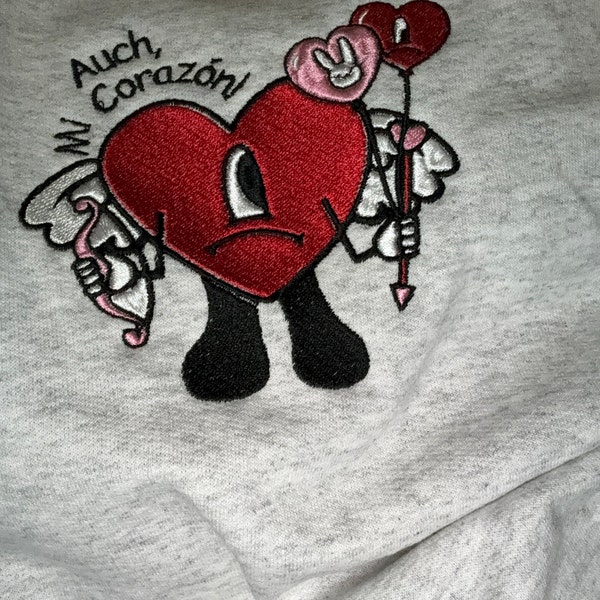 Benito Heart Corazon Bad Bunny Pink Crewneck - Bad Bunny Merch Worlds ...