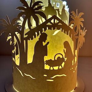Paper Cut Lamp Nativity of Jesus Paper Cutting Template DIY Paper Cut ...