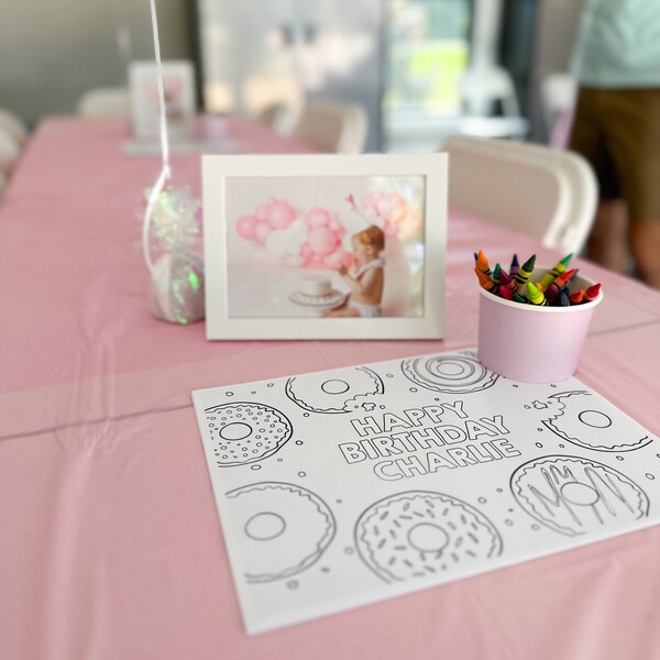 Editable Coloring Page Donut Birthday Party Activity Game Sweet ...