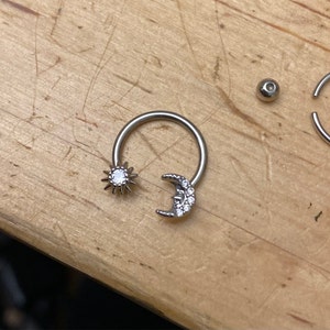 16G Sun & Star Septum Ring/daith Jewelry/cartilage Earring/helix Hoop ...