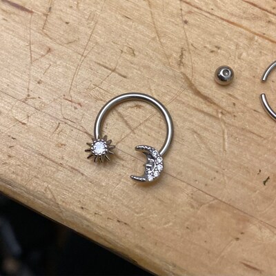 16G Sun & Star Septum Ring/daith Jewelry/cartilage Earring/helix Hoop ...