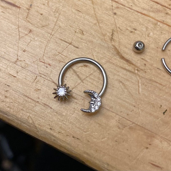 16G Sun & Star Septum Ring/daith Jewelry/cartilage Earring/helix Hoop ...