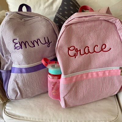 Monogram Backpack, Personalized Backpack, Seersucker Backpack ...