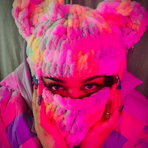 Knit Bear Balaclava , Ski Mask With Ears, Crochet Balaclava, Devil ...