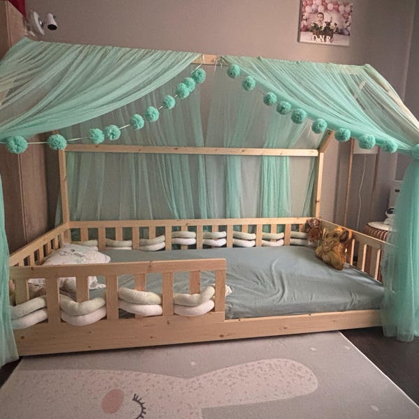 Honey Foam Montessori Bed Canopy, Kids Bed Canopy, Montessori Bed ...