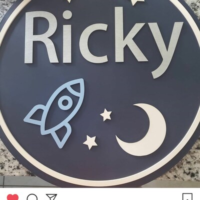 Baby Name Sign Rocket Ship Sign Space Nursery Sign Boy - Etsy