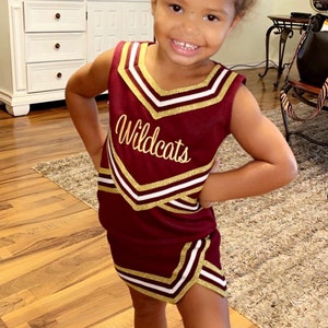 Maroon & Gold Cheer Uniform, Customized Cheerleading Uniform, Girls ...