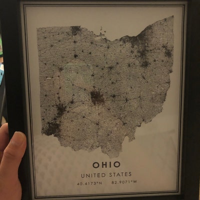 Ohio United States Map Print Poster Canvas Ohio United States Road Map ...