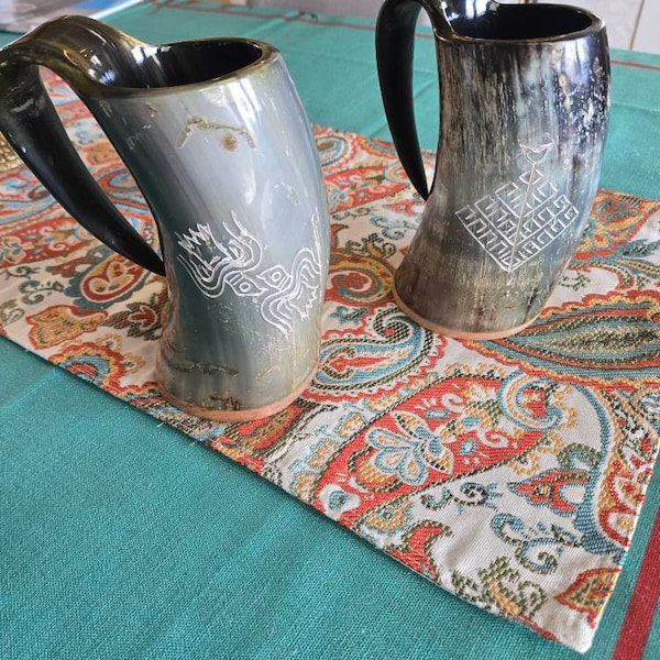 Medieval Real Ox Horn Cup Mug - Rustic Viking Drinking Beer Mug Cup ...