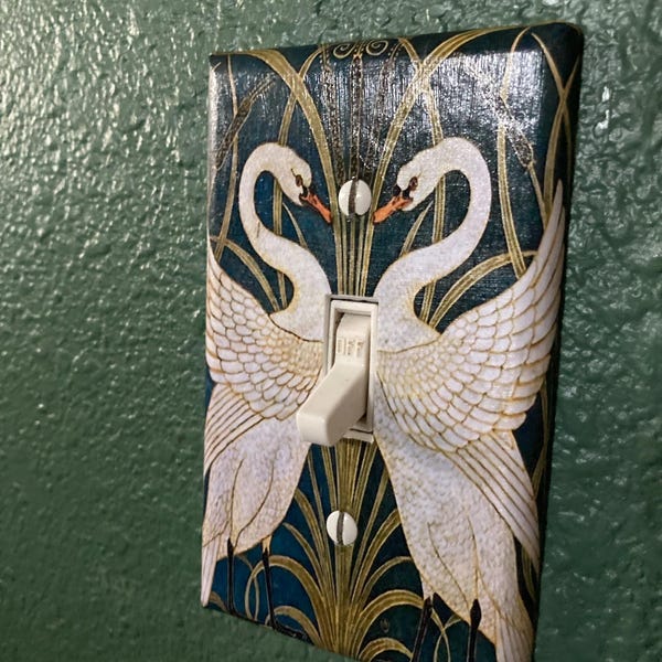 Vintage Art Nouveau Swans Home Decor Electric Light Switch Plate Cover ...