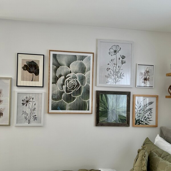 Dark Neutral Botanical Gallery Wall Art Moody Floral Print Set, 12 ...