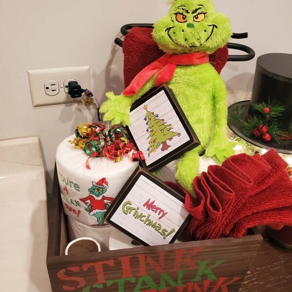 Grinch Christmas Embroidered Kitchen Hand Towels, Grinchmas Gift - Etsy
