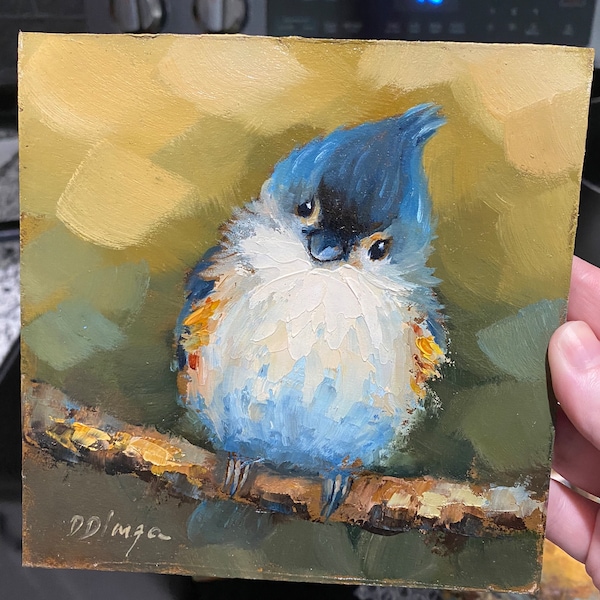 Bluebird CUSTOM Original Oil Painting by Daiga Dimza Handmade Bird Wall ...