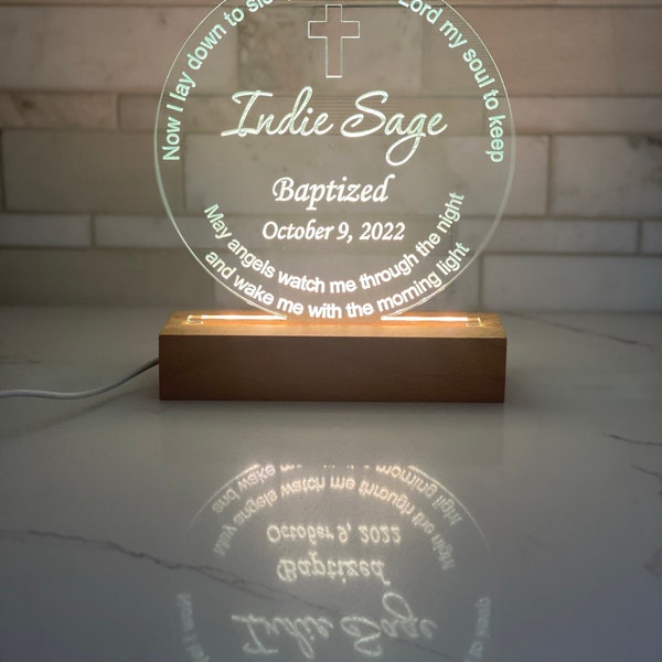 Personalized Acrylic LED Night Light: Baptism Gift, Nursery Decor - Etsy