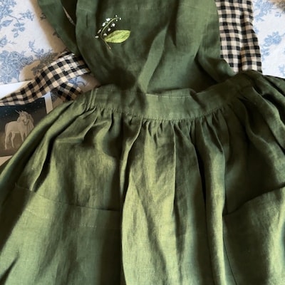 Mauve Apple Apron, Cottagecore Apron, Linen Skirt, Cooking Apron Skirt ...