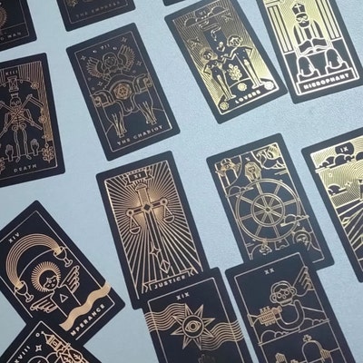 Golden Thread Tarot Deck Gold Foil Stamped Black Plastic - Etsy