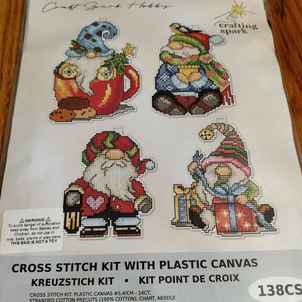 Christmas Tree Gnomes - Counted Cross-stitch Kit on the Plastic Canvas ...