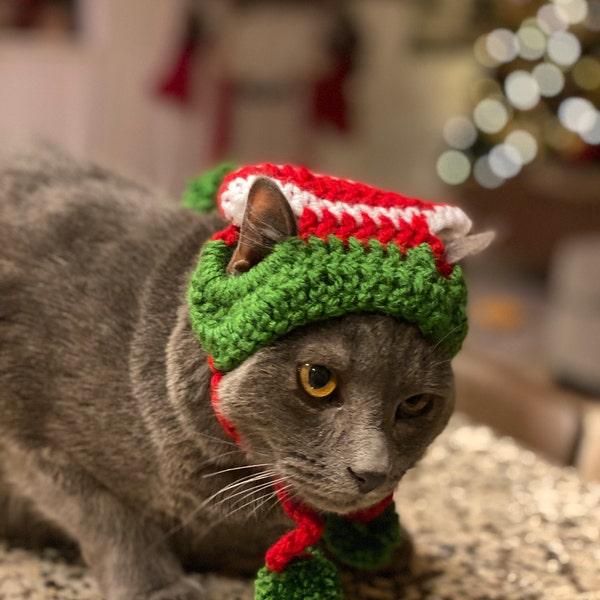 Elf Hat for Cats, Cat Elf Hat, Holiday Cat Hat, Christmas Hat for Cats ...