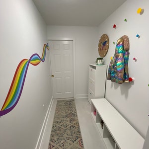 Rainbow Wall Border, Wavy Rainbow Ribbon Wall Border Removable Fabric ...