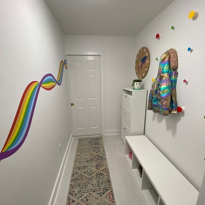 Rainbow Wall Border, Wavy Rainbow Ribbon Wall Border Removable Fabric ...