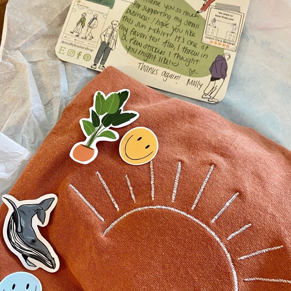 Embroidered Sun T-shirt L Comfort Colors Minimalist Summer Sun T-shirt ...