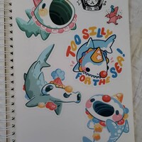 Clown Shark Stickers - Etsy
