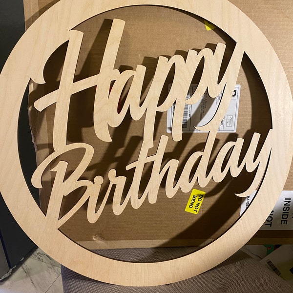 Happy Birthday Sign, Birthday Decor, Laser Cut Wood Sign, Can Be ...