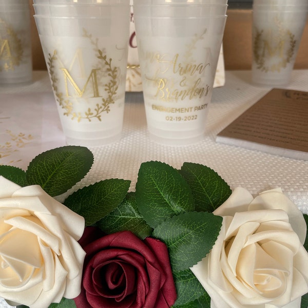 We're Engaged Custom Party Cups, Engagement Party Favors, Printed Frost ...