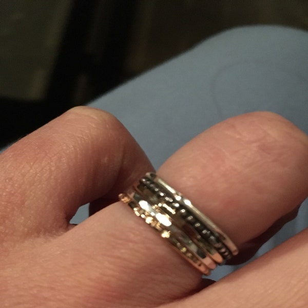 Mixed Metal Stacking Rings Set Gold & Sterling Silver Stack Ring Set ...