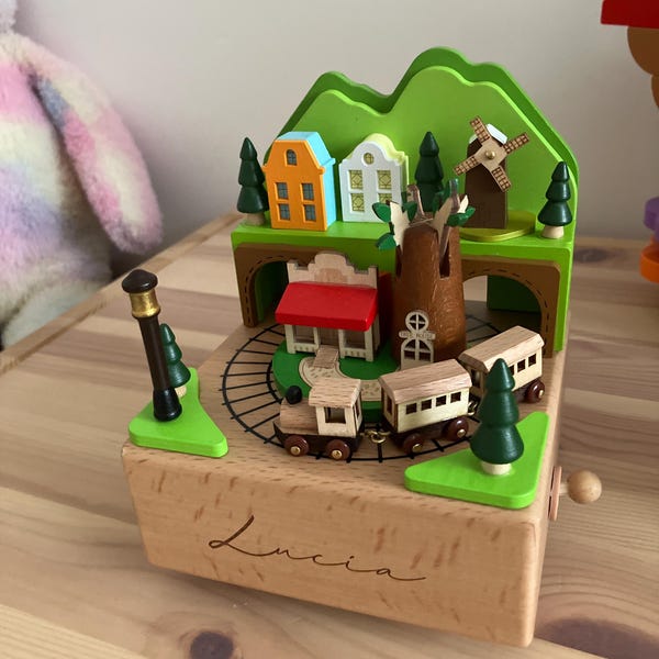 Wooden Music Box, Custom Wooden Handmade Music Box, Train Birthday ...
