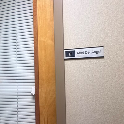 2 X 8 Laser Engraved Name Plate With Silver Aluminum Holder Adhesive ...